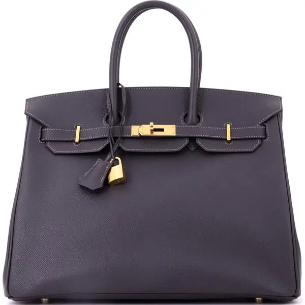 Hermès Birkin Handbag Grey Epsom With Gold Hardware 35 - Graphite