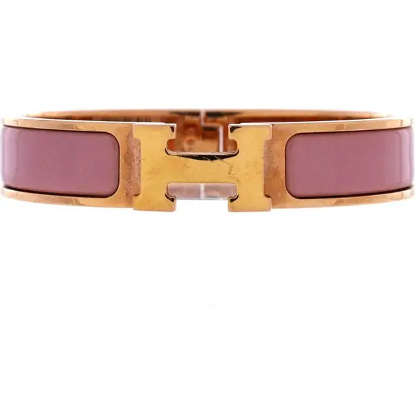 Hermès Clic H Bracelet Enamel Narrow - Pink