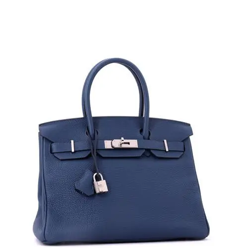 Hermès Birkin Handbag Blue Togo With Palladium Hardware 30