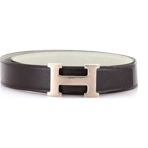 Hermès Constance Martelee H Reversible Belt Leather With Hammered Hardware Wide - Brown