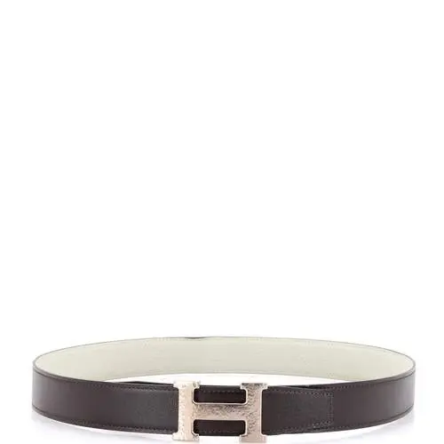 Hermès Constance Martelee H Reversible Belt With Hammered Hardware
