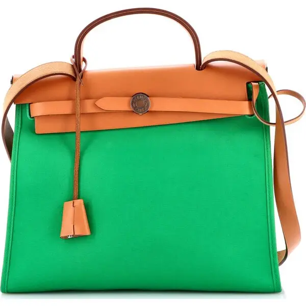 Hermès Herbag Zip Leather And Toile 31 - Green