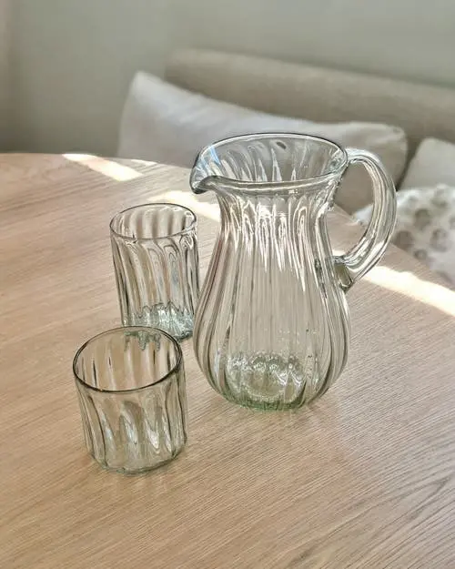 VILLA LUA HOME Handblown Fluted Pitcher