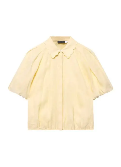 Mint Velvet Puff Sleeve Shirt With Scalloped Collar