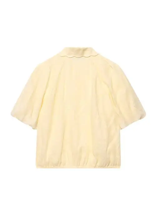 Mint Velvet Puff Sleeve Shirt With Scalloped Collar