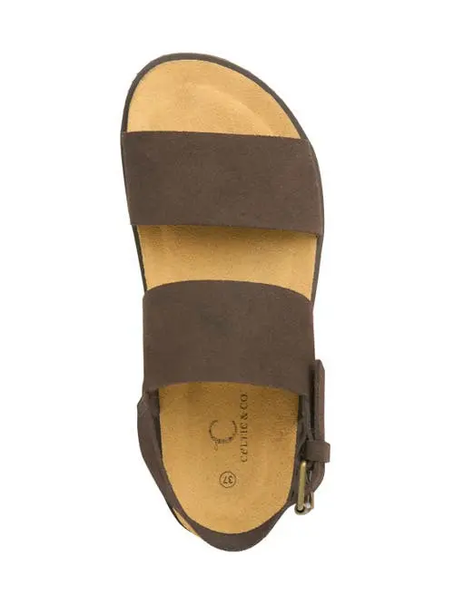 CELTIC & CO. Buckled Double Strap Sandals - Chocolate Brown