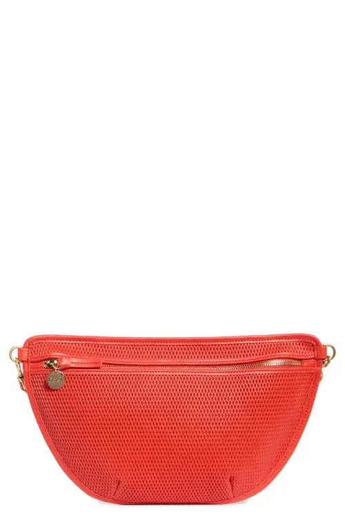 Clare V. Grande Diamond Perforated Leather Belt Bag - Bright Poppy