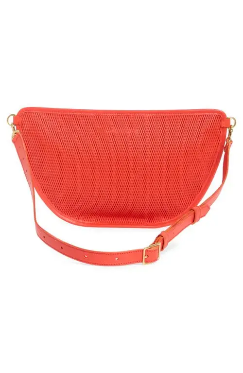 Clare V. Grande Diamond Perforated Leather Belt Bag - Bright Poppy