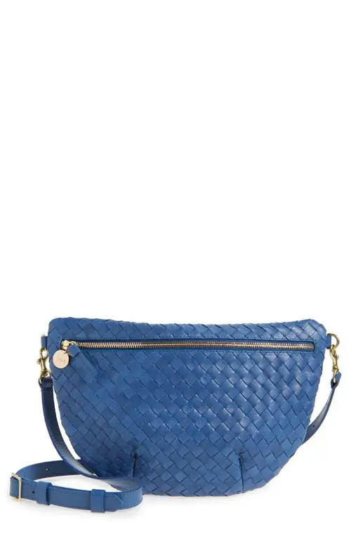 Clare V. Medium Grande Woven Leather Belt Bag - French Blue