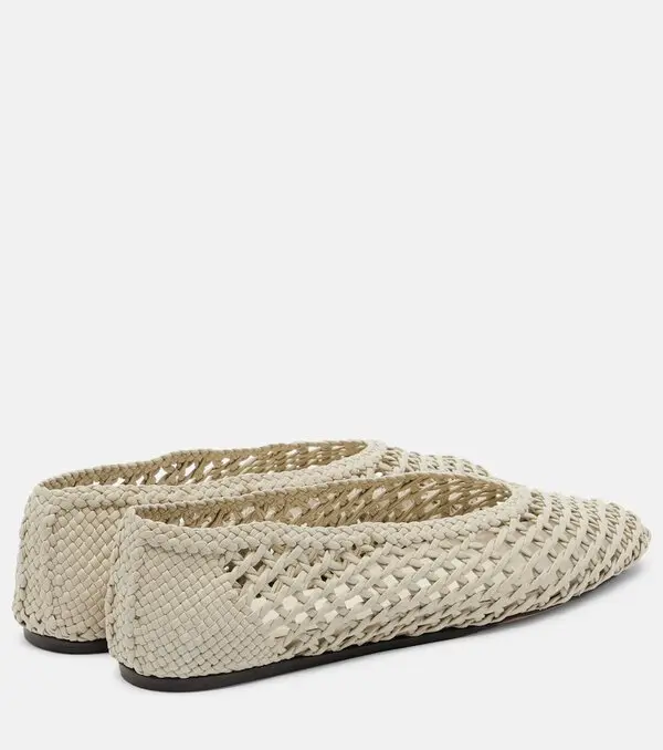 Le Monde Beryl Regency Woven Leather Ballet Flats - White