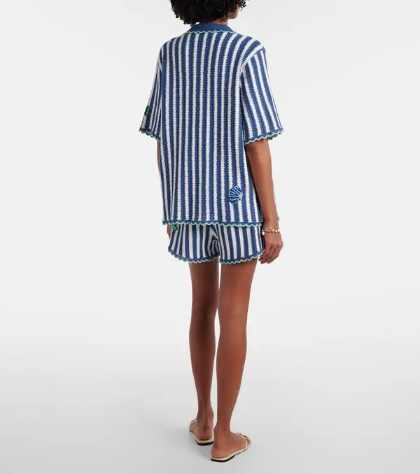 ALEMAIS Alémais Crochet Striped Cotton Shorts