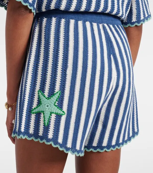 ALEMAIS Alémais Crochet Striped Cotton Shorts