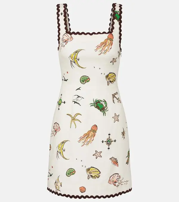 ALEMAIS Alémais Printed Cotton Minidress - White