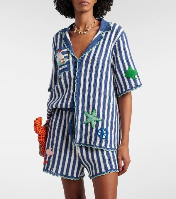 ALEMAIS Crochet Striped Cotton Shirt