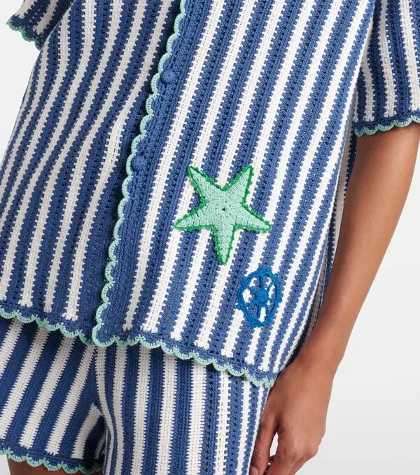 ALEMAIS Crochet Striped Cotton Shirt