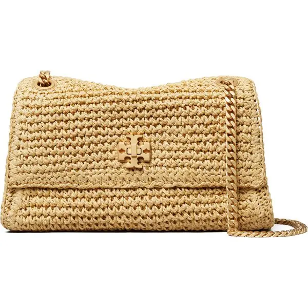 Tory Burch Mini Kira Turnlock Straw Convertible Shoulder Bag - Natural