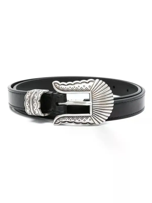 KATE CATE Thin Kim Leather Belt - Black