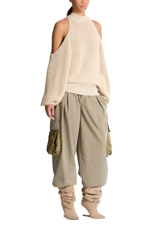 Balmain Cotton Knit Open-shoulder Jumper - Beige