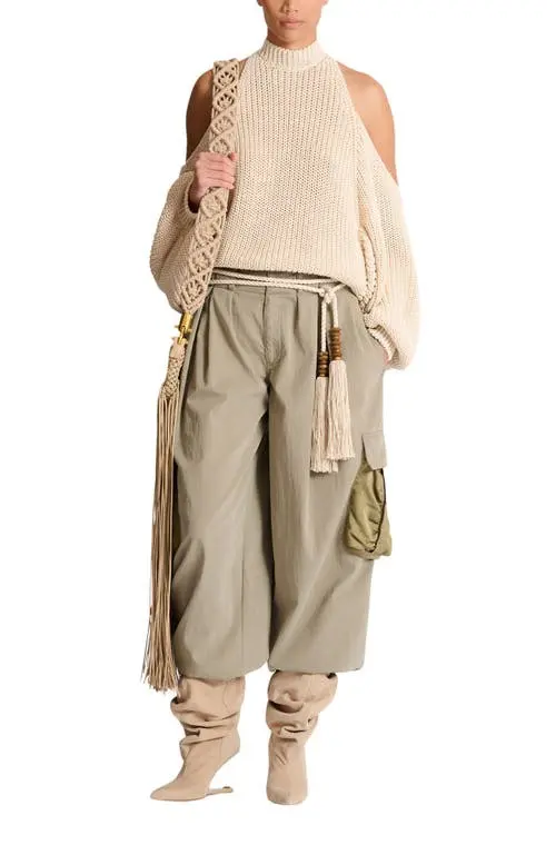Balmain Cotton Knit Open-shoulder Jumper - Beige