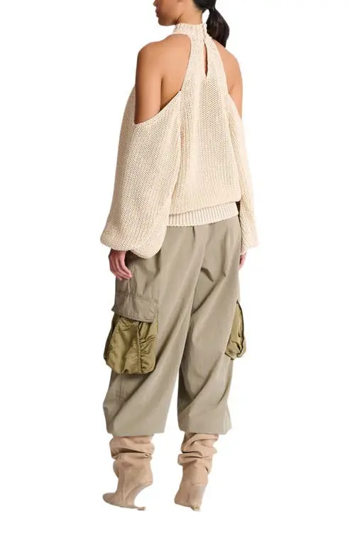 Balmain Cotton Knit Open-shoulder Jumper - Beige