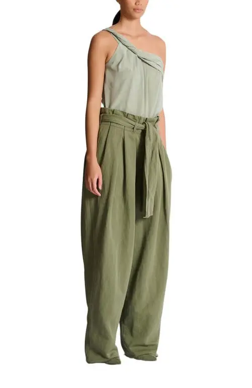 Balmain Twill High-waisted Trousers - Green