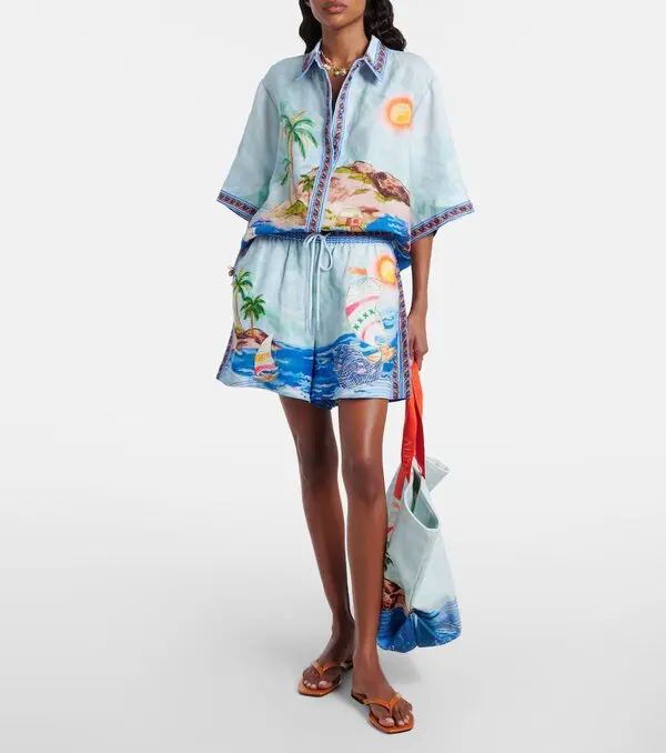 ALEMAIS Printed Linen Shorts