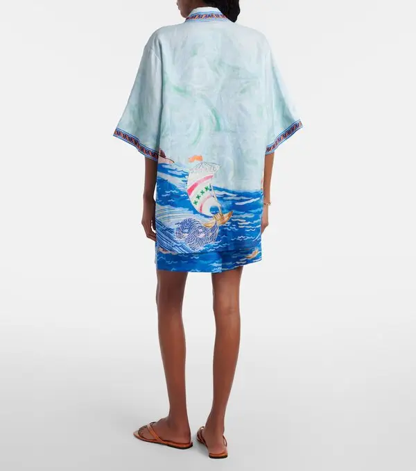 ALEMAIS Printed Linen Shorts