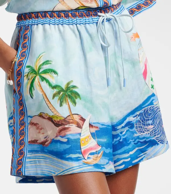 ALEMAIS Printed Linen Shorts