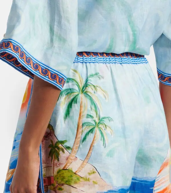 ALEMAIS Printed Linen Shorts