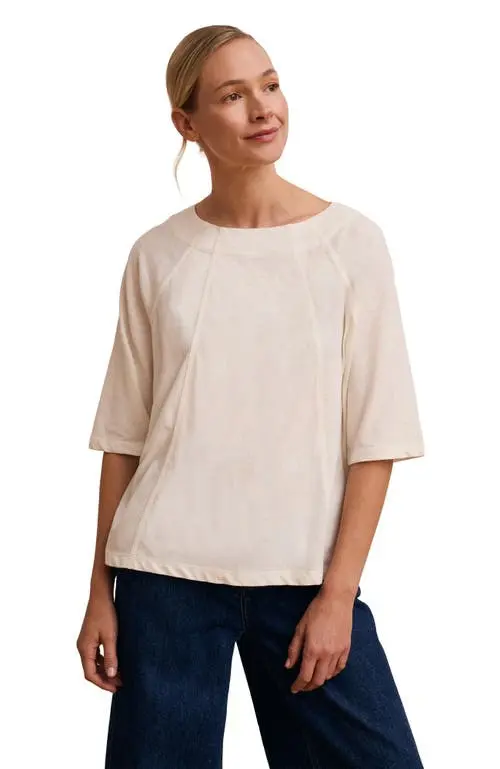 CELTIC & CO. Linen Blend Short Sleeve Swing Top - Chalk