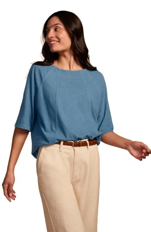 CELTIC & CO. Linen Blend Short Sleeve Swing Top - Smoke Grey