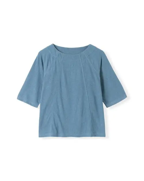 CELTIC & CO. Linen Blend Short Sleeve Swing Top - Smoke Grey