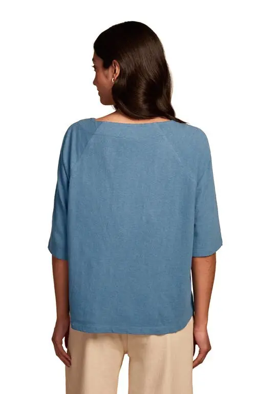 CELTIC & CO. Linen Blend Short Sleeve Swing Top - Smoke Grey
