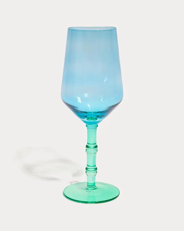 LILLY PULITZER Bamboo Stem Wine Glass Set - Hydrangea Blue