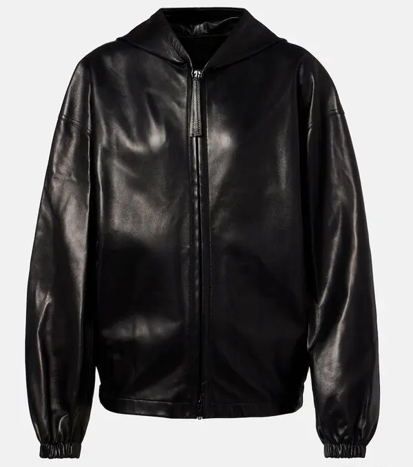 Phoebe Philo Hooded Leather Bomber Jacket - Black