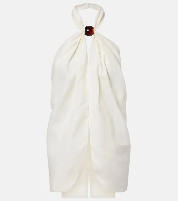Faithfull The Brand Biba Halterneck Linen Top - White