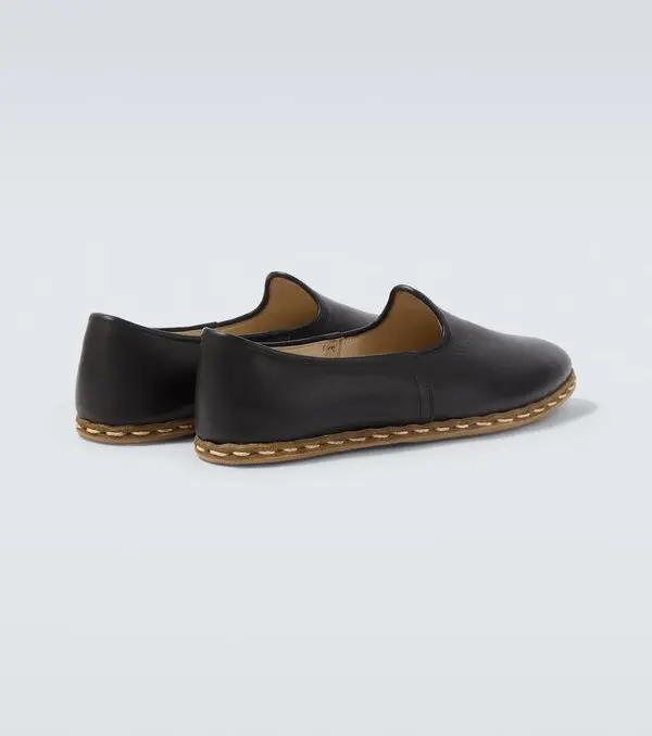 Sabah Leather Slip-on Shoes - Black