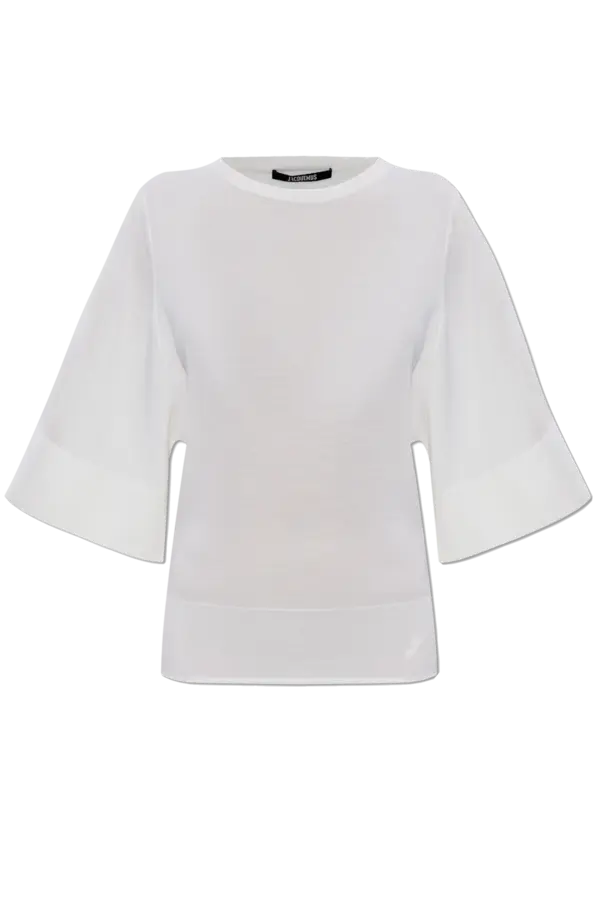 Jacquemus Wool Top With Embroidered Logo - White