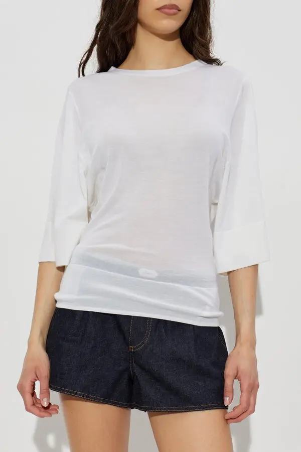 Jacquemus Wool And Silk Top With Embroidered Logo