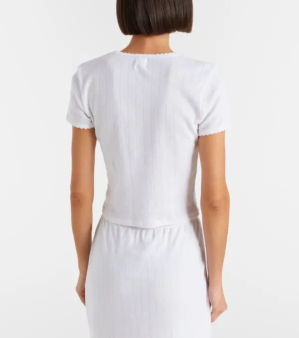 LESET Pointelle Cotton Crop Top