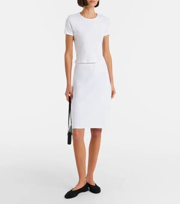 LESET Pointelle Cotton Crop Top