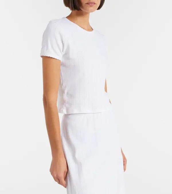 LESET Pointelle Cotton Crop Top