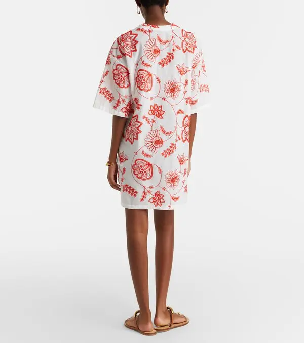 ERES Levia Embroidered Cotton-blend Minidress - Orange
