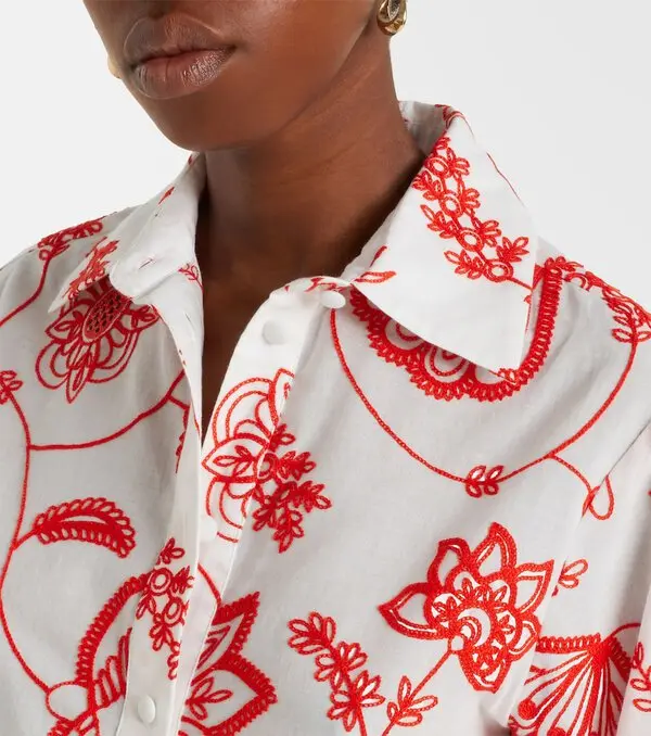 ERES Izana Embroidered Cotton-blend Shirt - Orange