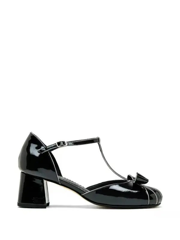 STUDIO CHOFAKIAN Sintra Sol De Inverno Bow T-strap Leather Sandals - Black
