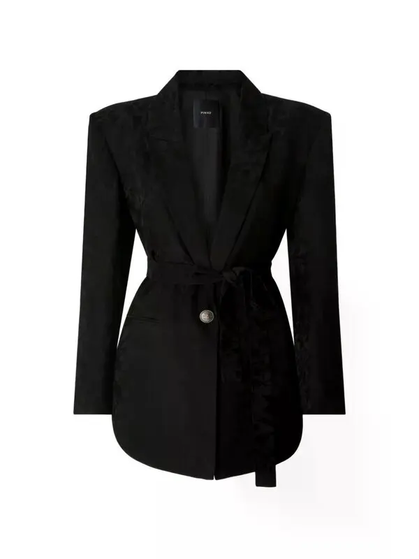 Pinko Castelnovo Jacquard Belted Jacket - Black