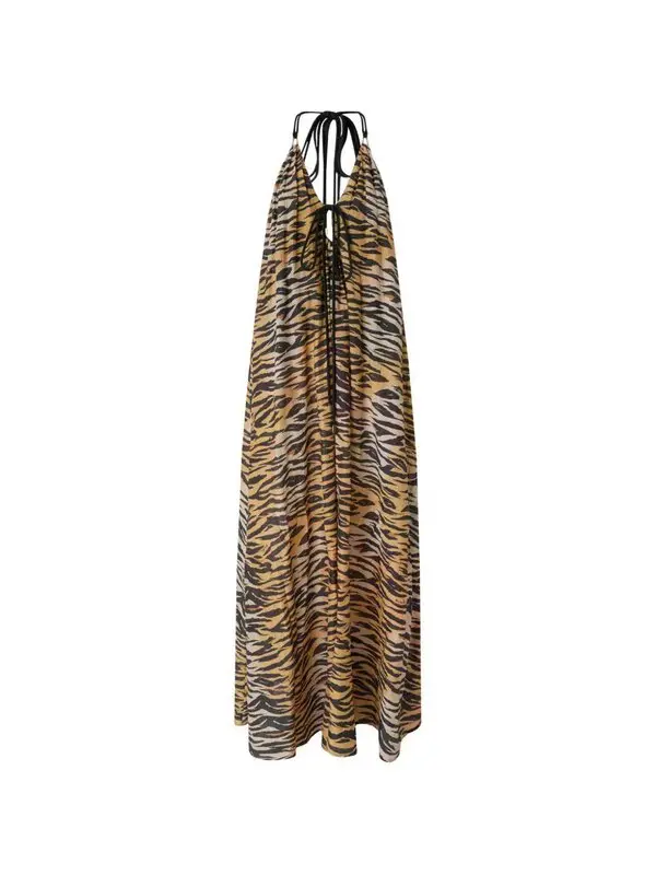 Pinko Tiger-print Halterneck Dress - Neutrals