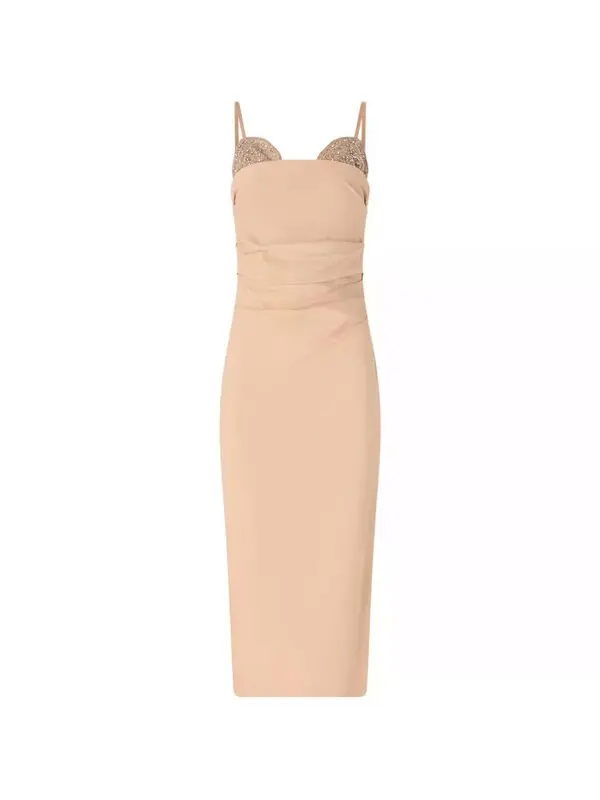 Pinko Carruba Embellished Ruched Dress - Neutrals