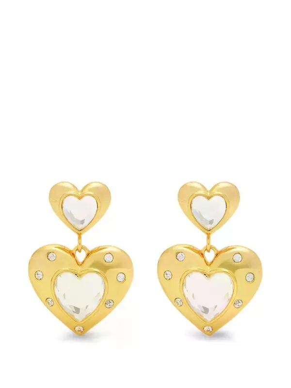 SELF-PORTRAIT Heart Embellished Earrings - Gold