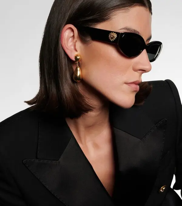 Dolce & Gabbana Devotion Oval Sunglasses - Black